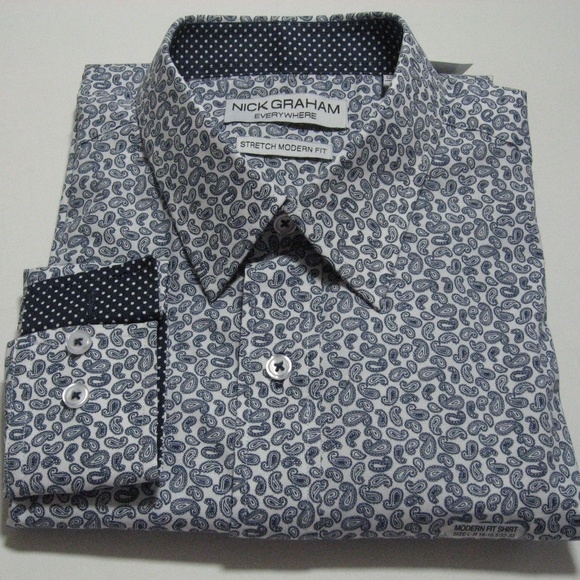 Nick Graham | Shirts | Nick Graham Mens Modern Fit Stretch Dress Shirt ...